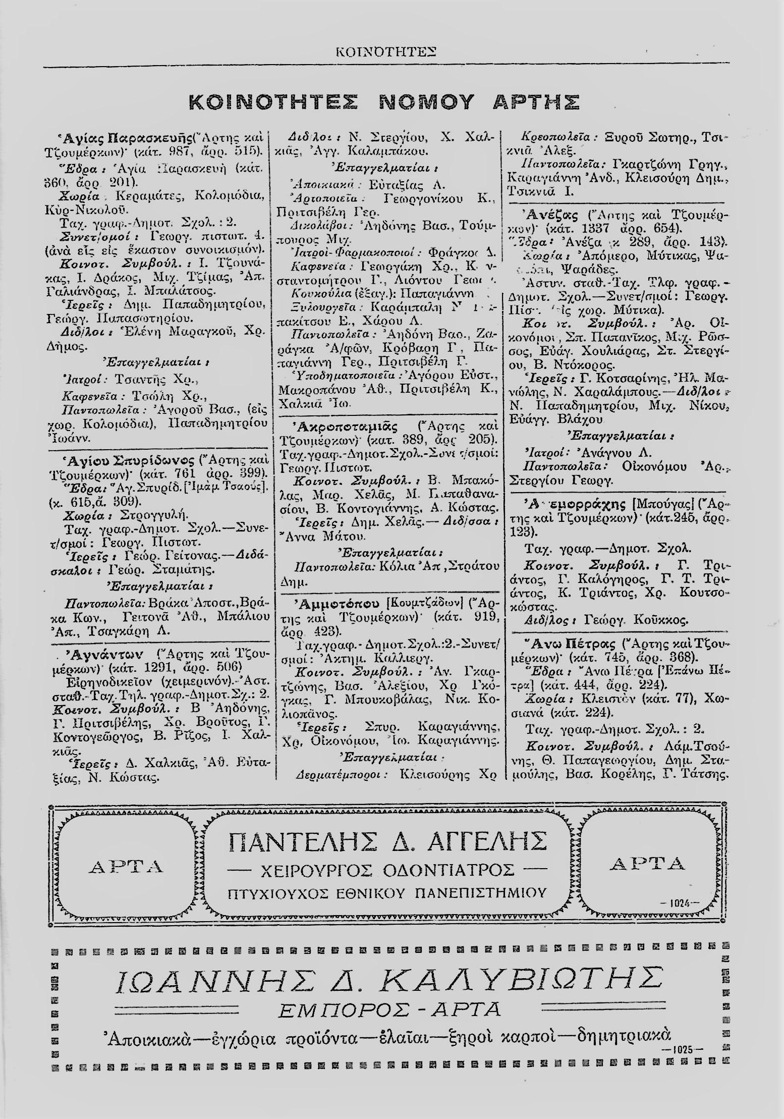 Οι Κοινότητες του Νομού Άρτης στον Οδηγό Ηπείρου 1920 - 1929 (α' μέρος ...